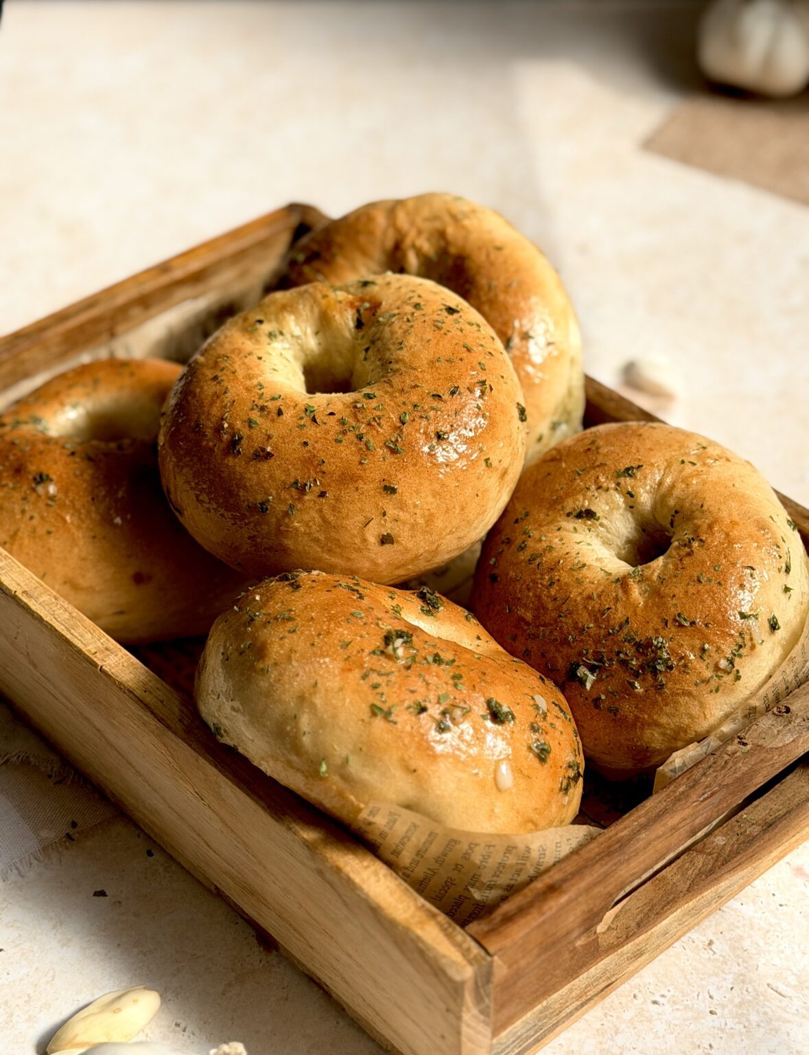 Garlic Butter Cheese Bagels - Zaineb's Oven